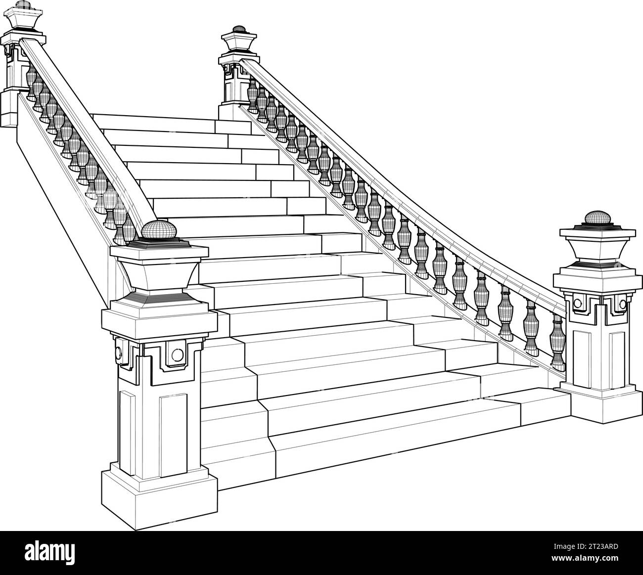 Classic Staircase Vector. Antique Stairs. Illustration Isolated On ...