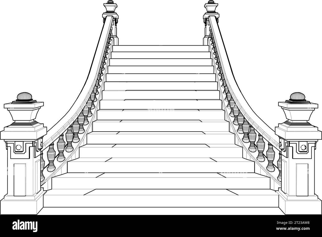 Classic Staircase Vector. Antique Stairs. Illustration Isolated On ...