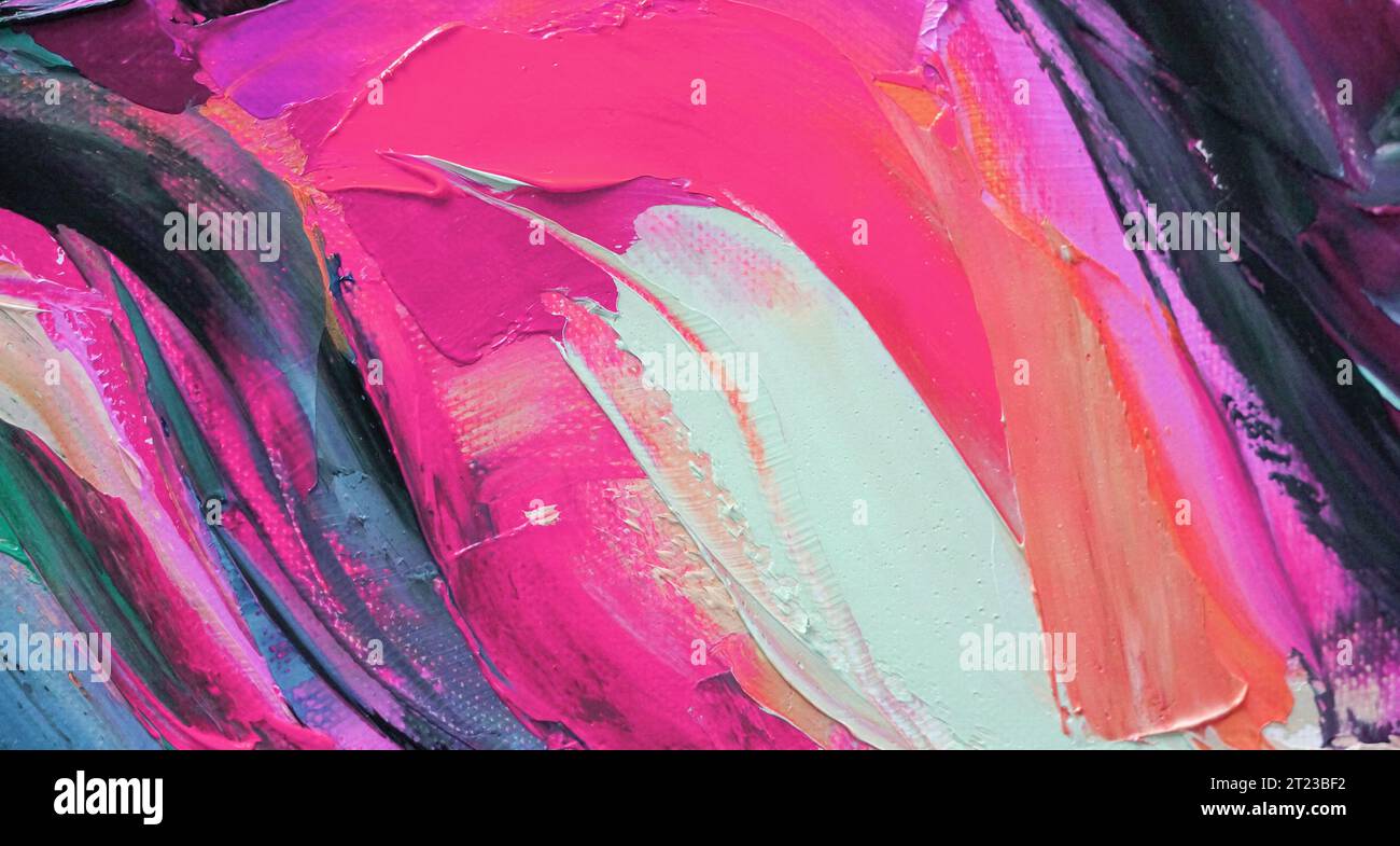 Closeup of a painting by oil and palette knife. Highly-textured, high ...