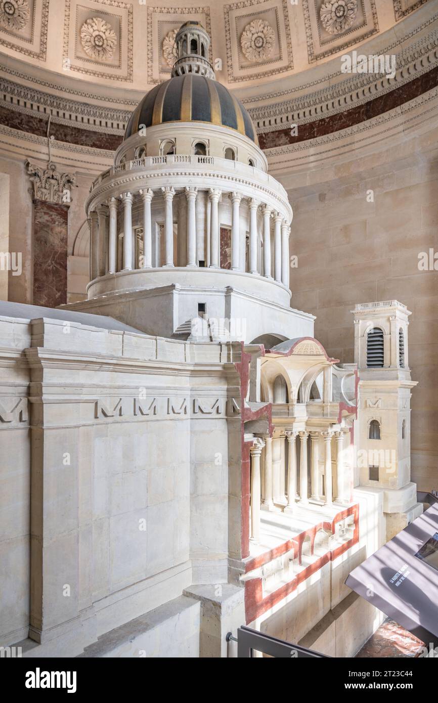 Scale miniature model of Pantheon placed inside the Pantheon in Paris ...