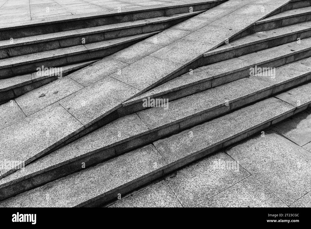 Gray stone stairs with a ramp, abstract urban architecture background ...