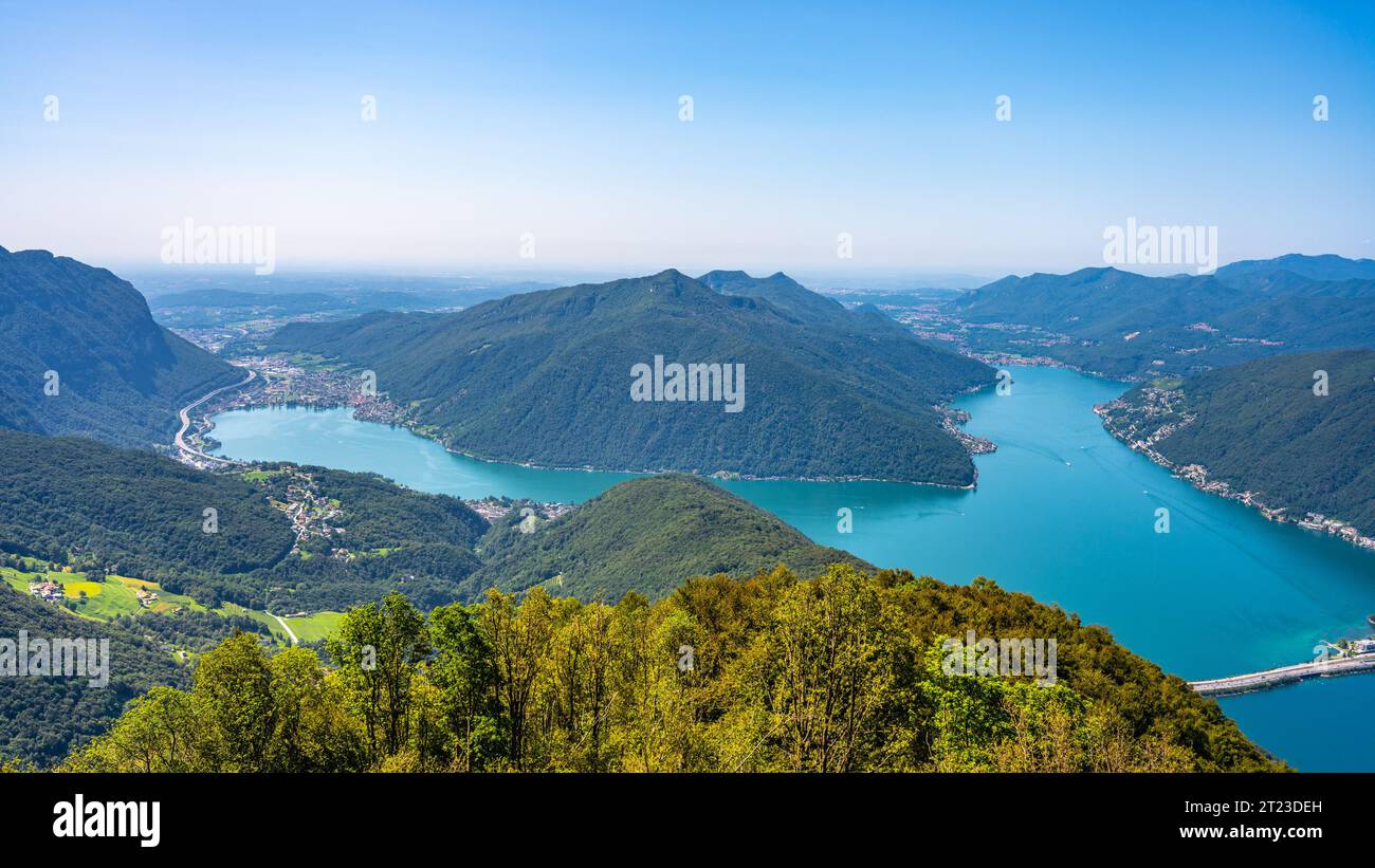 Lugano Lake, Italian: Lago di Lugano. Lookout from Balcony of Italy on ...