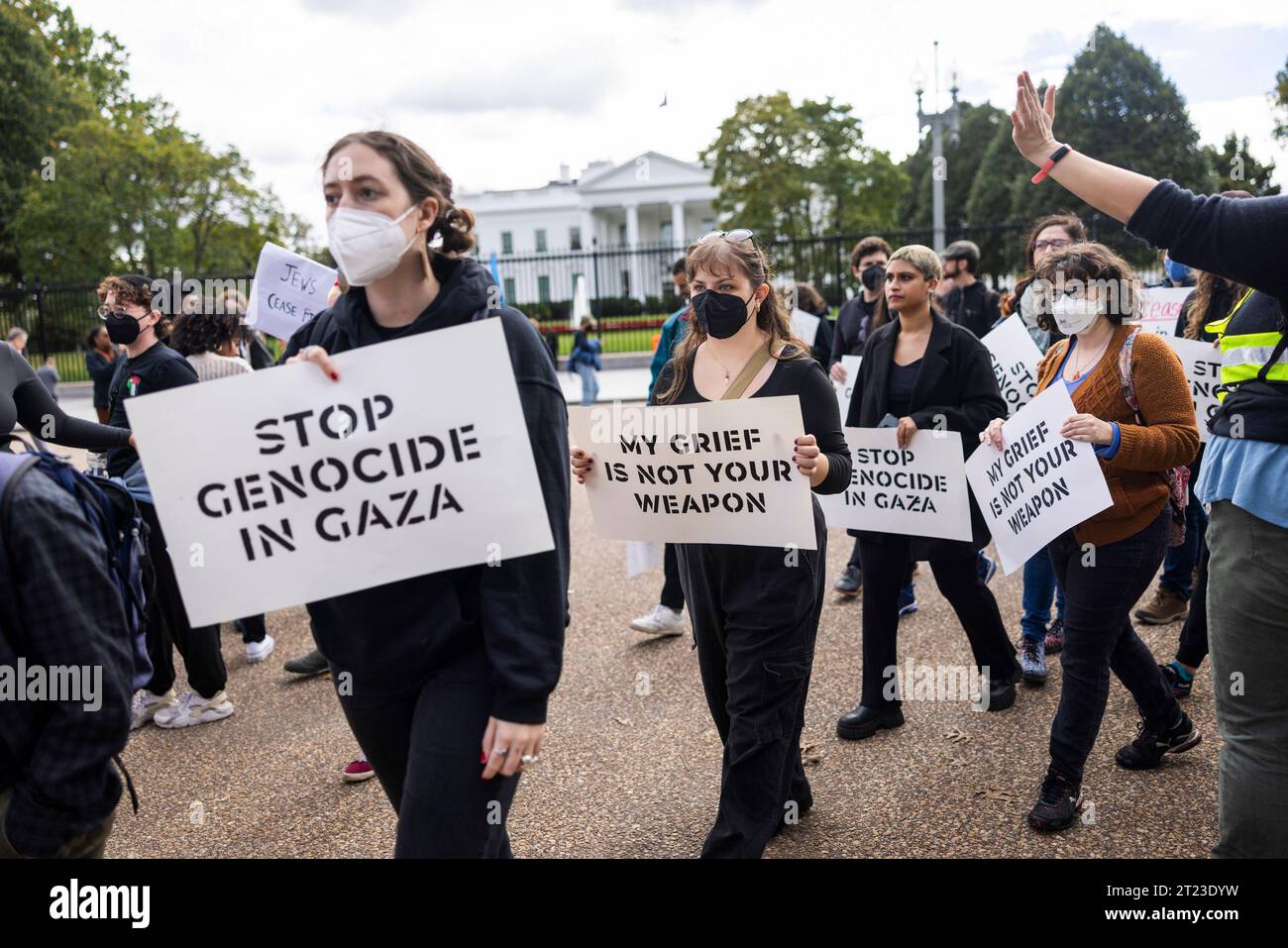 Washington, United States. 16th Oct, 2023. Protestors against Israel's ...
