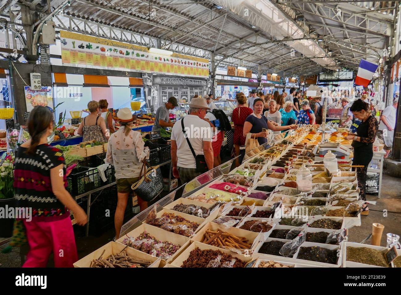 Busy Market Scene With Shoppers Buying Fresh Vegetables and Vibrant ...