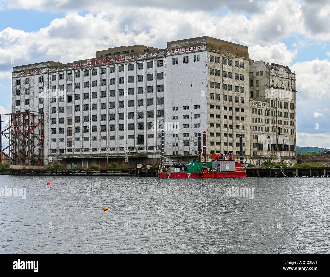 View of Millennium Mills redevelopment in Silvertown, Royal Victoria ...