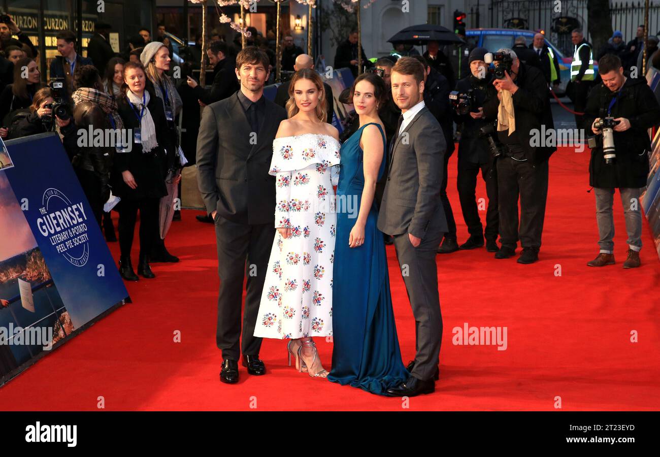 Michael Hulsman, Lily James, Jessica Brown Findlay and Glen Powell ...