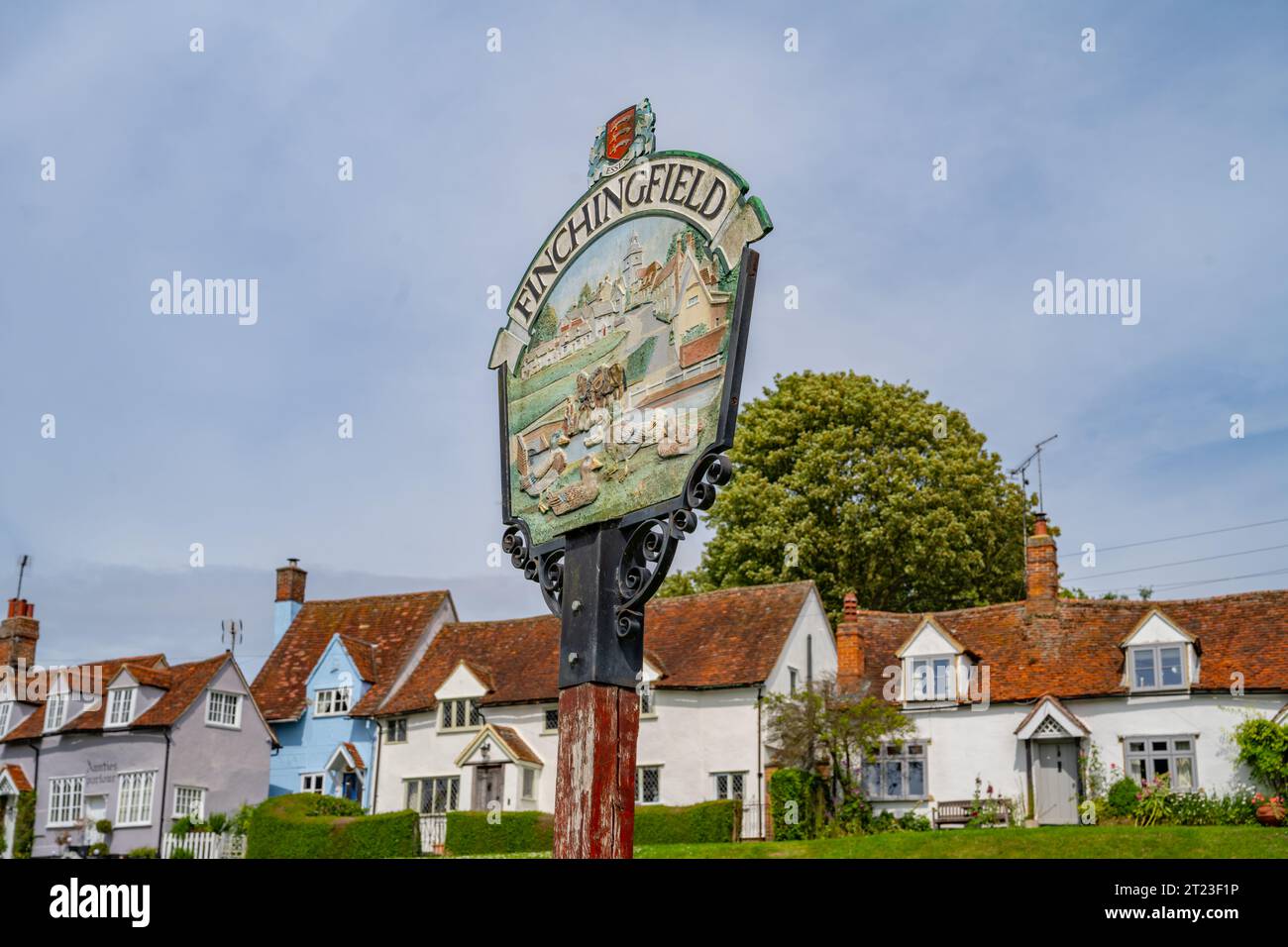 The village sign for Finchingfield Essex Stock Photo - Alamy