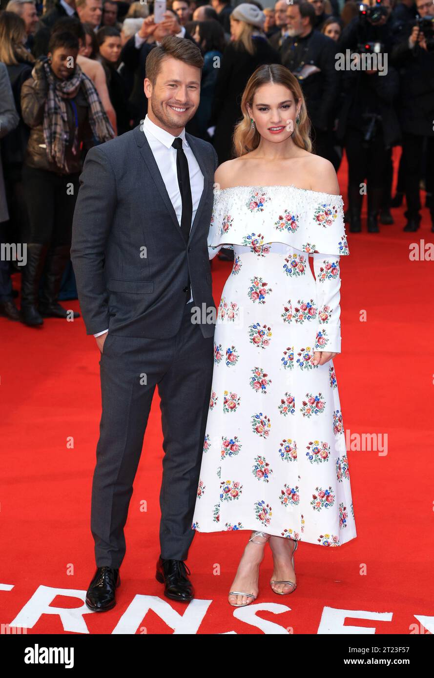 Glen Powell and Lily James attend 'The Guernsey Literary And Potato ...