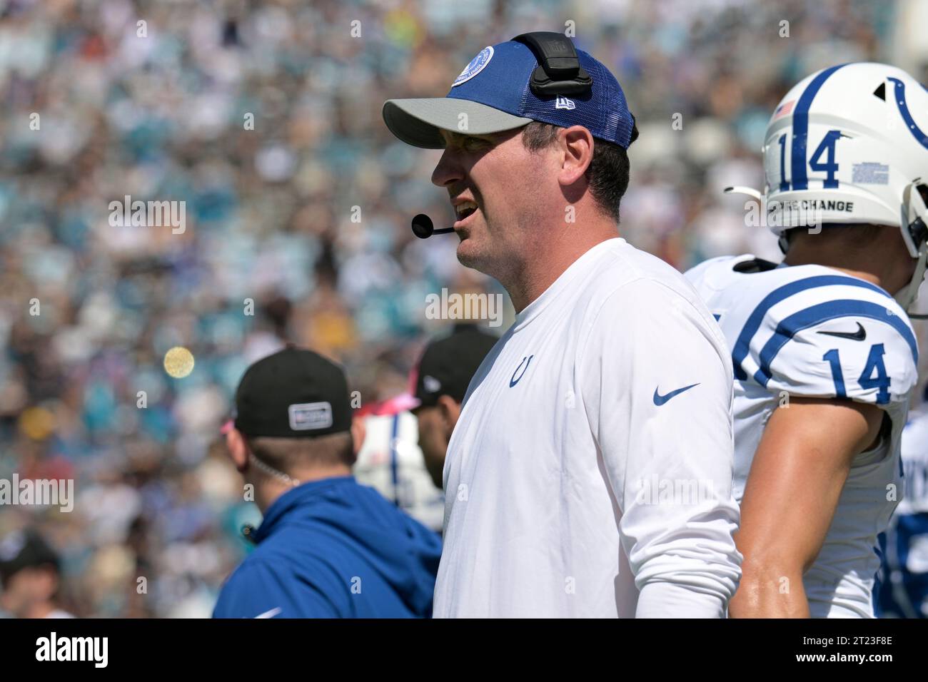 Indianapolis Colts offensive coordinator Jim Bob Cooter watches from ...