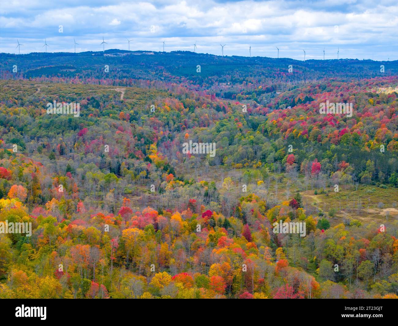 An aerial view of the scenic Appalachian Mountains with lush autumn ...