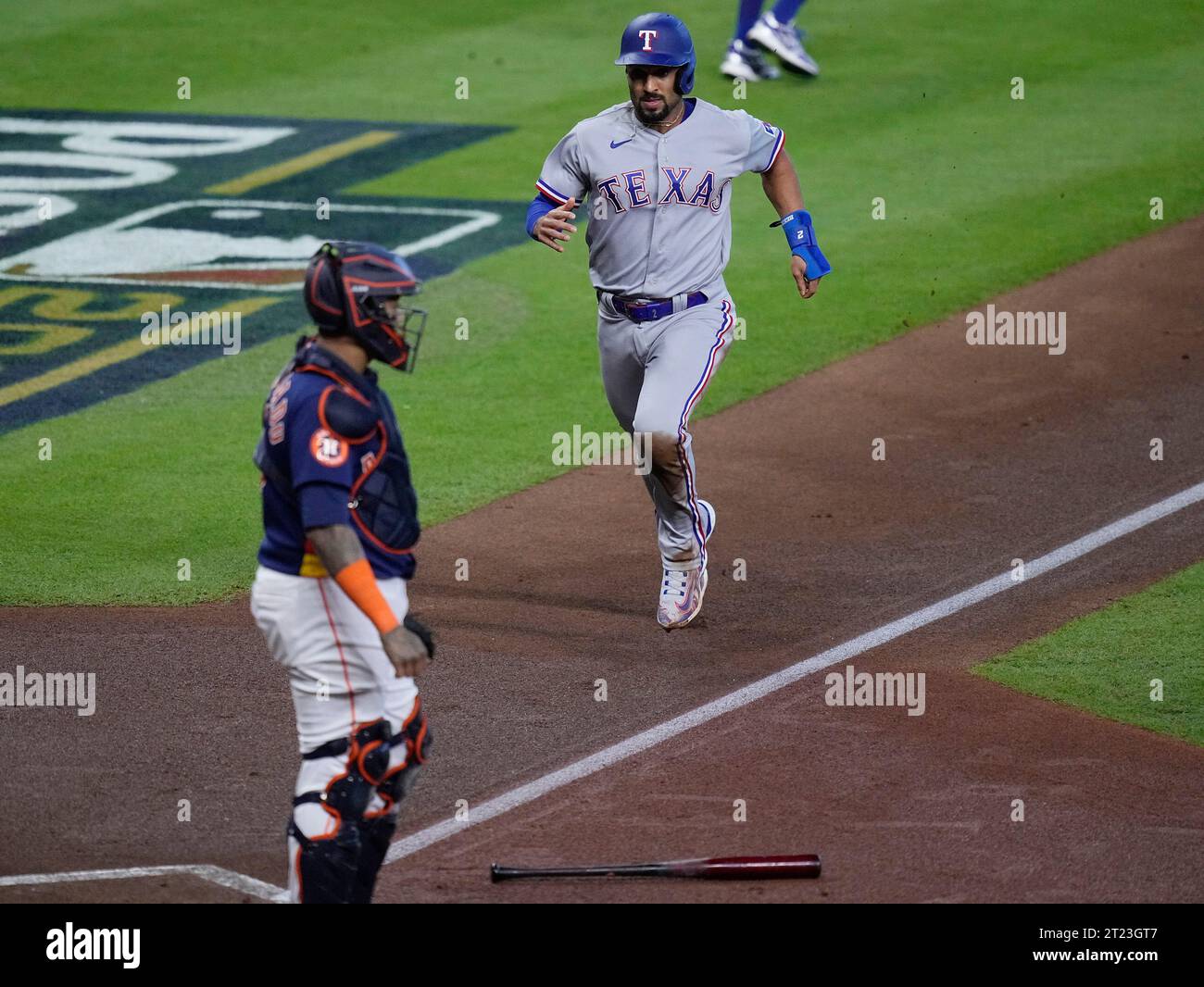 Houston, United States. 16th Oct, 2023. Texas Rangers Marcus Semien ...