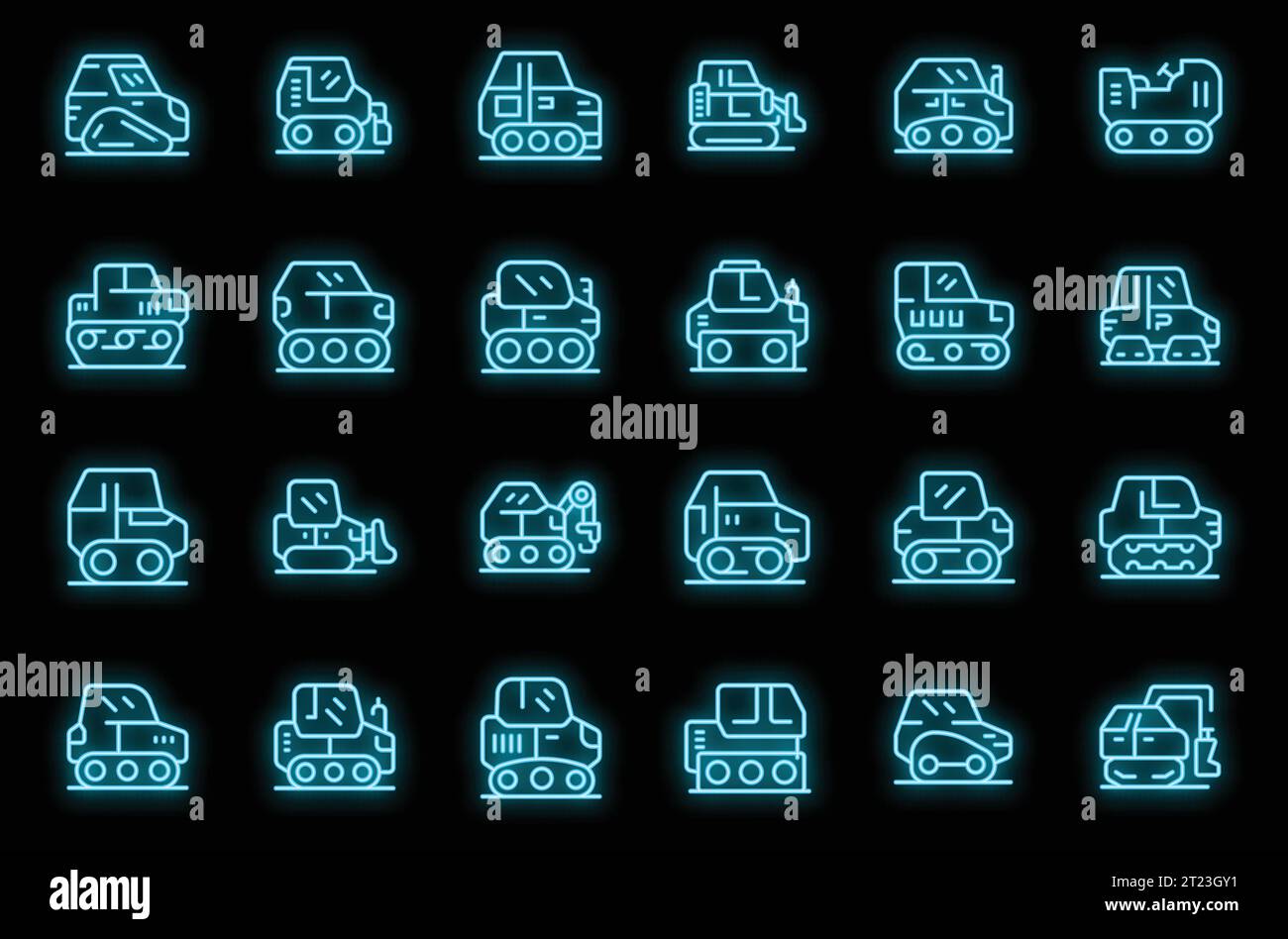 Crawler icons set outline vector. Construction industry. Vehicle ...