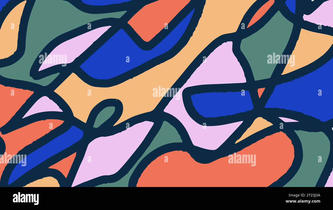 Abstract doodle line stripe banner background. Colorful retro backdrop ...