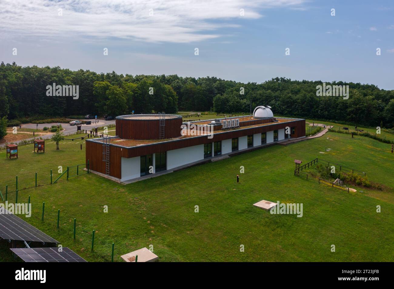 Aerial view about Zselic star park observatory in Baranya county ...