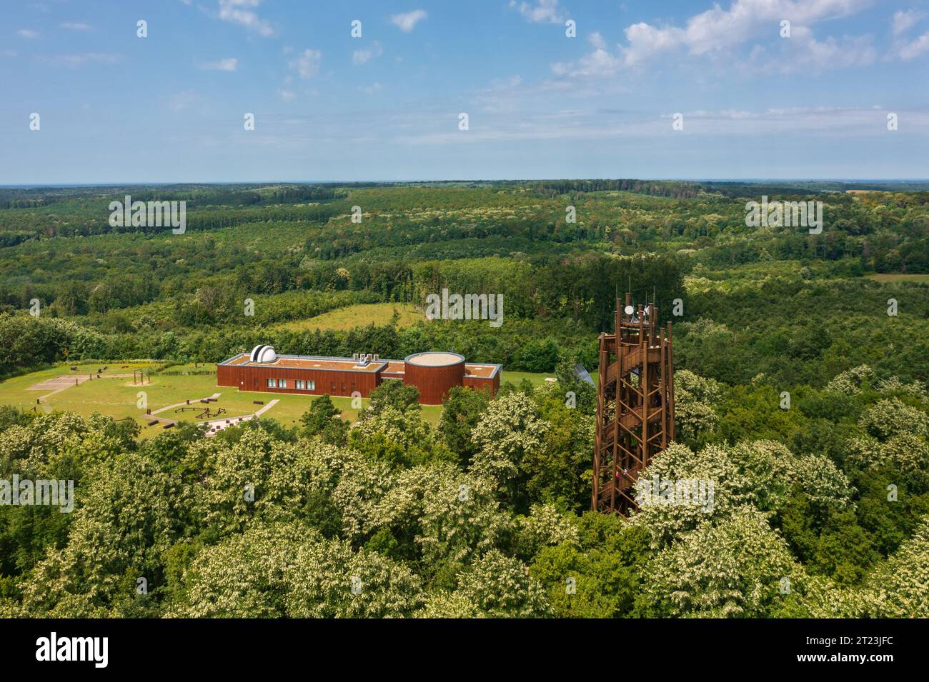 Aerial view about Zselic star park observatory and lookout tower in ...