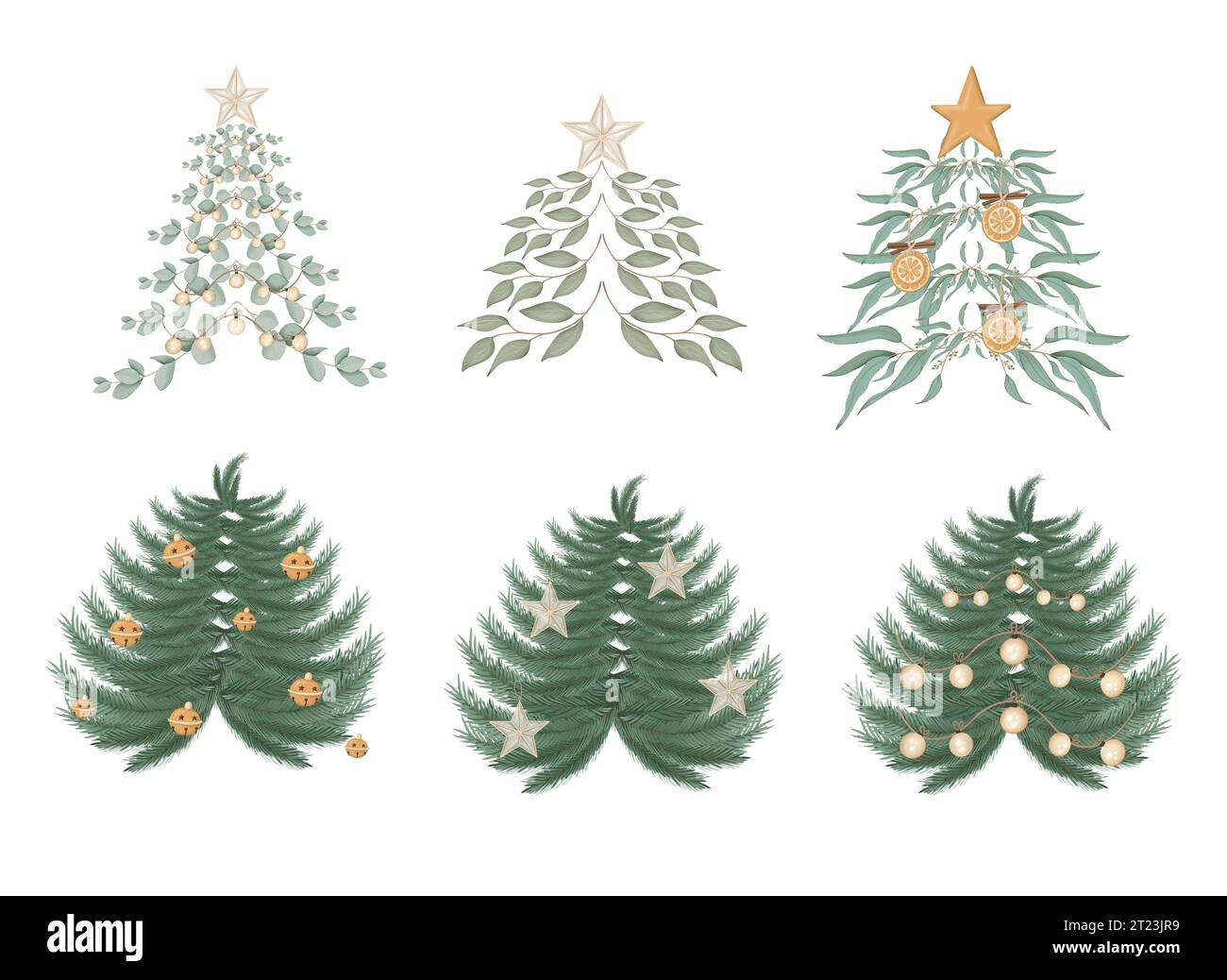 Christmas trees. Hand-drawn illustration Stock Photo - Alamy
