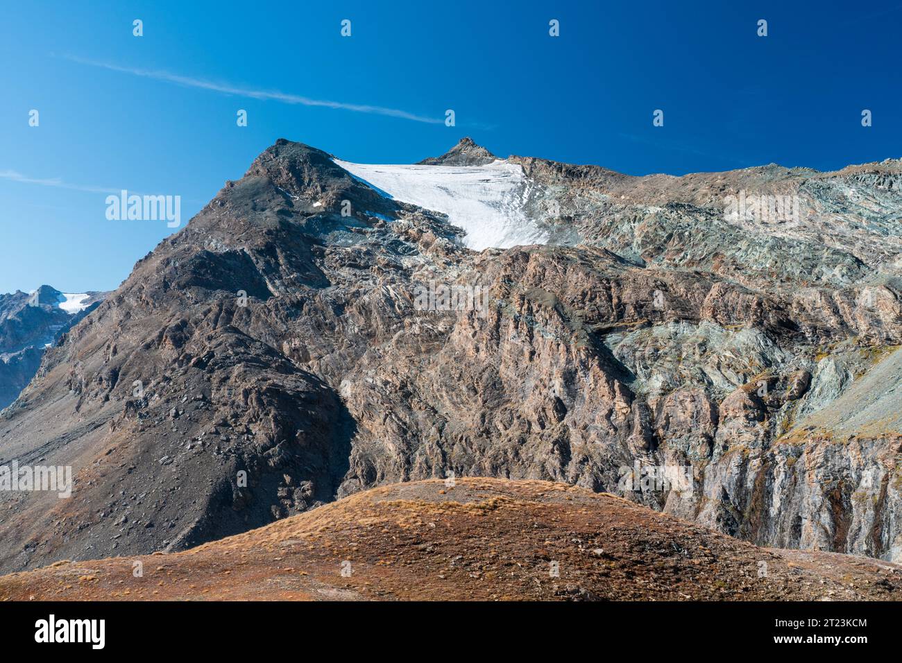 Basei rocky mountain summit and glacier, Gran Paradiso National Park ...