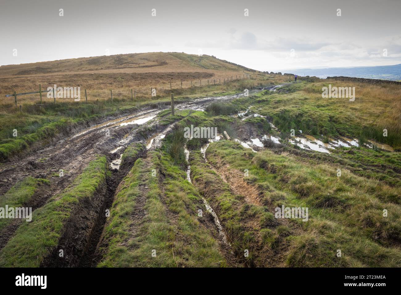 track damaged by 4x4 off road vehicles causing huge ruts and deeply ...