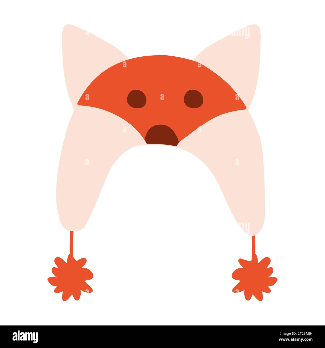 Warm funny winter hat, animal design, fox with ears, vector ...