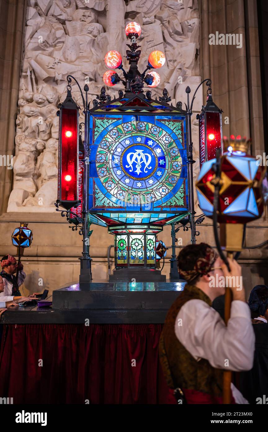 The Glass Rosary parade, or Rosario de Cristal, during the Fiestas del ...