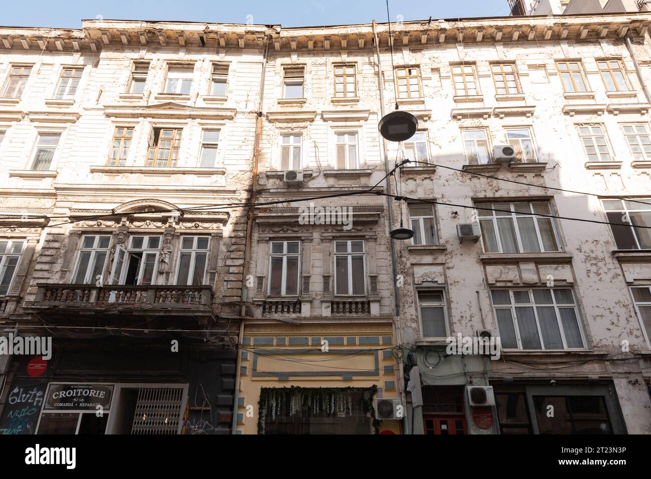 Bucharest, Romania. October 29th 2023. The faded architecture of the ...