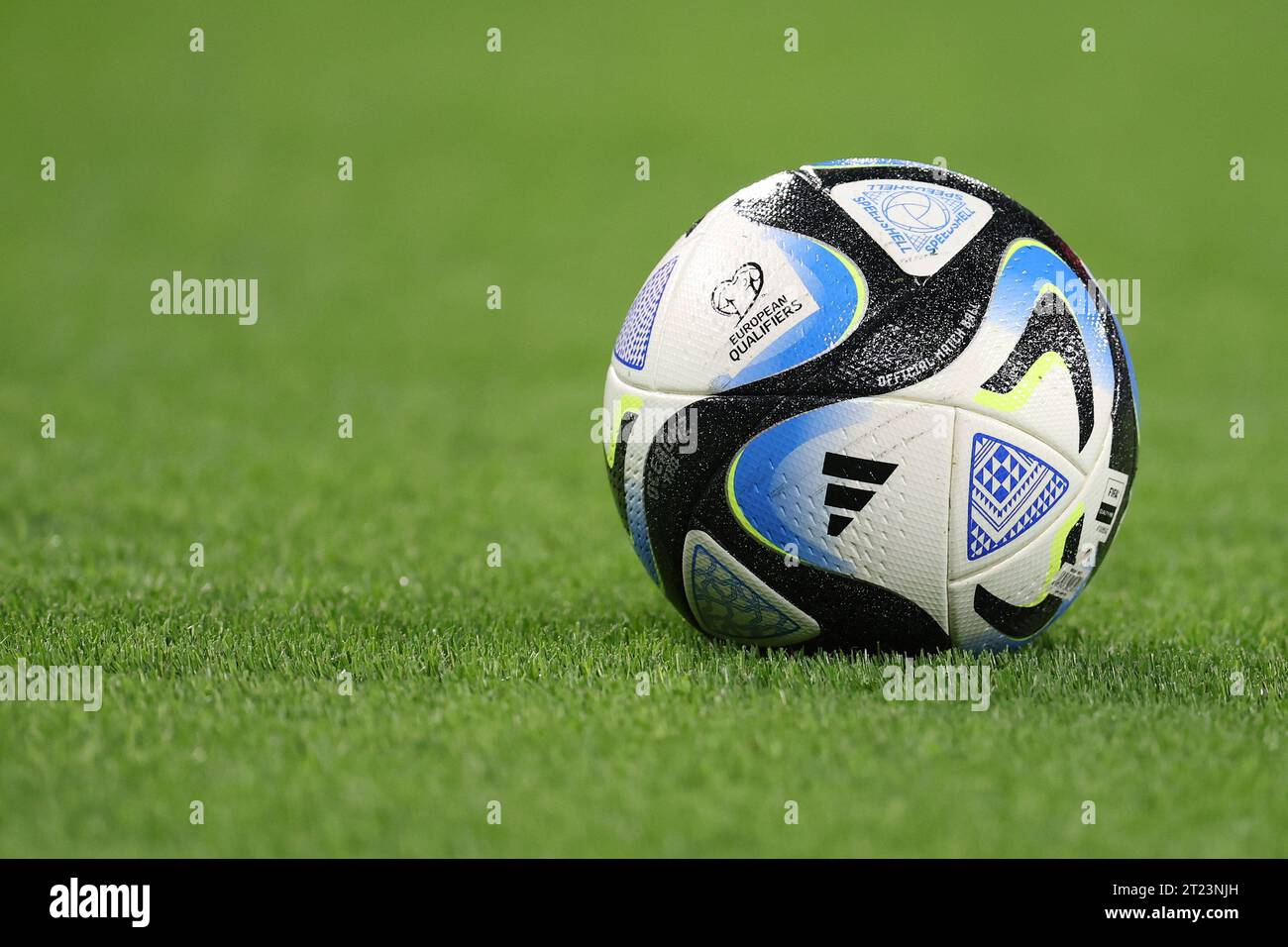 Cardiff, UK. 15th Oct, 2023. A match ball. Wales v Croatia, UEFA Euro ...