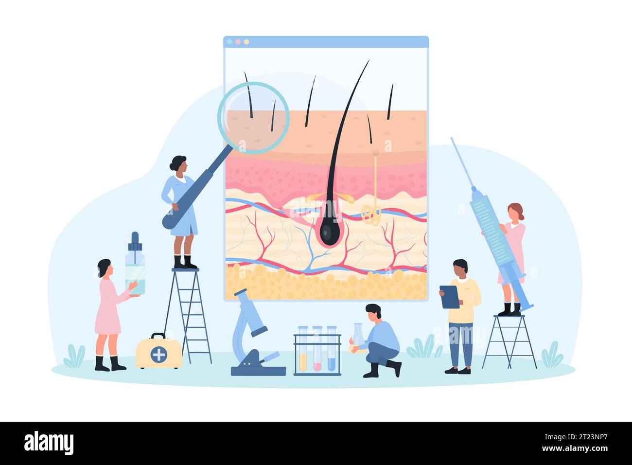 Scalp And Hair Examination Trichology And Dermatology Vector