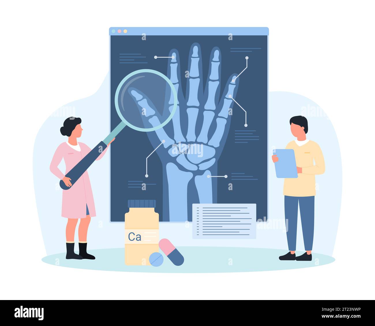 Diagnosis Of Osteoarthritis Rheumatoid Arthritis Using Radiography Vector Illustration Cartoon