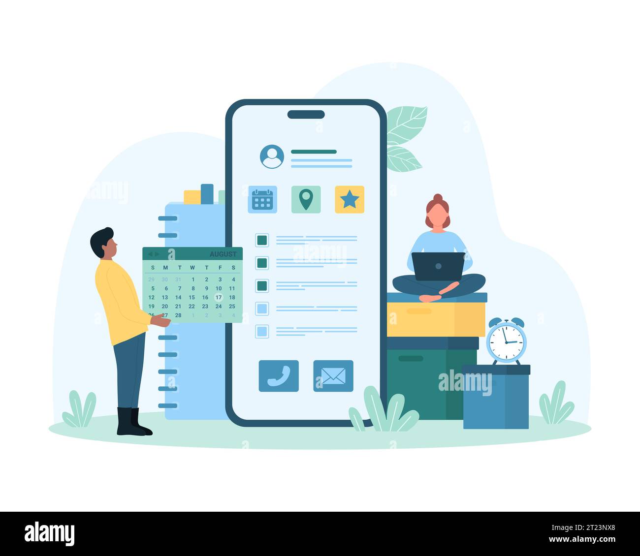 Planning business tasks and projects in mobile app vector illustration ...