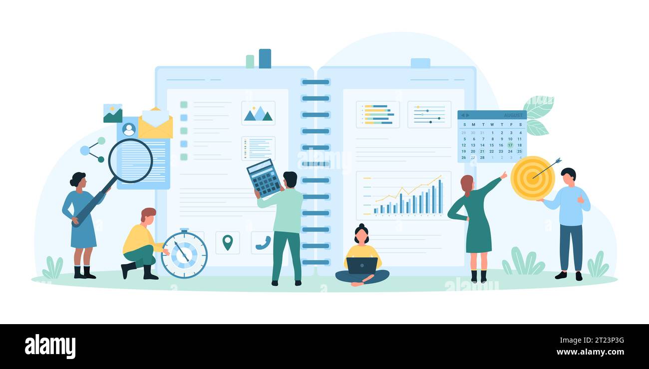 Project management and planning teamwork vector illustration. Cartoon ...