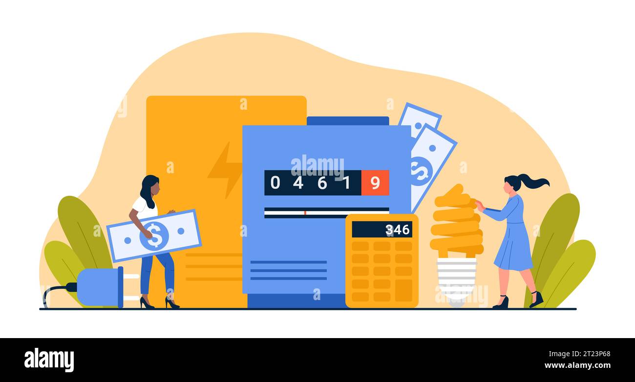 Smart energy meter and woman Stock Vector Images - Alamy