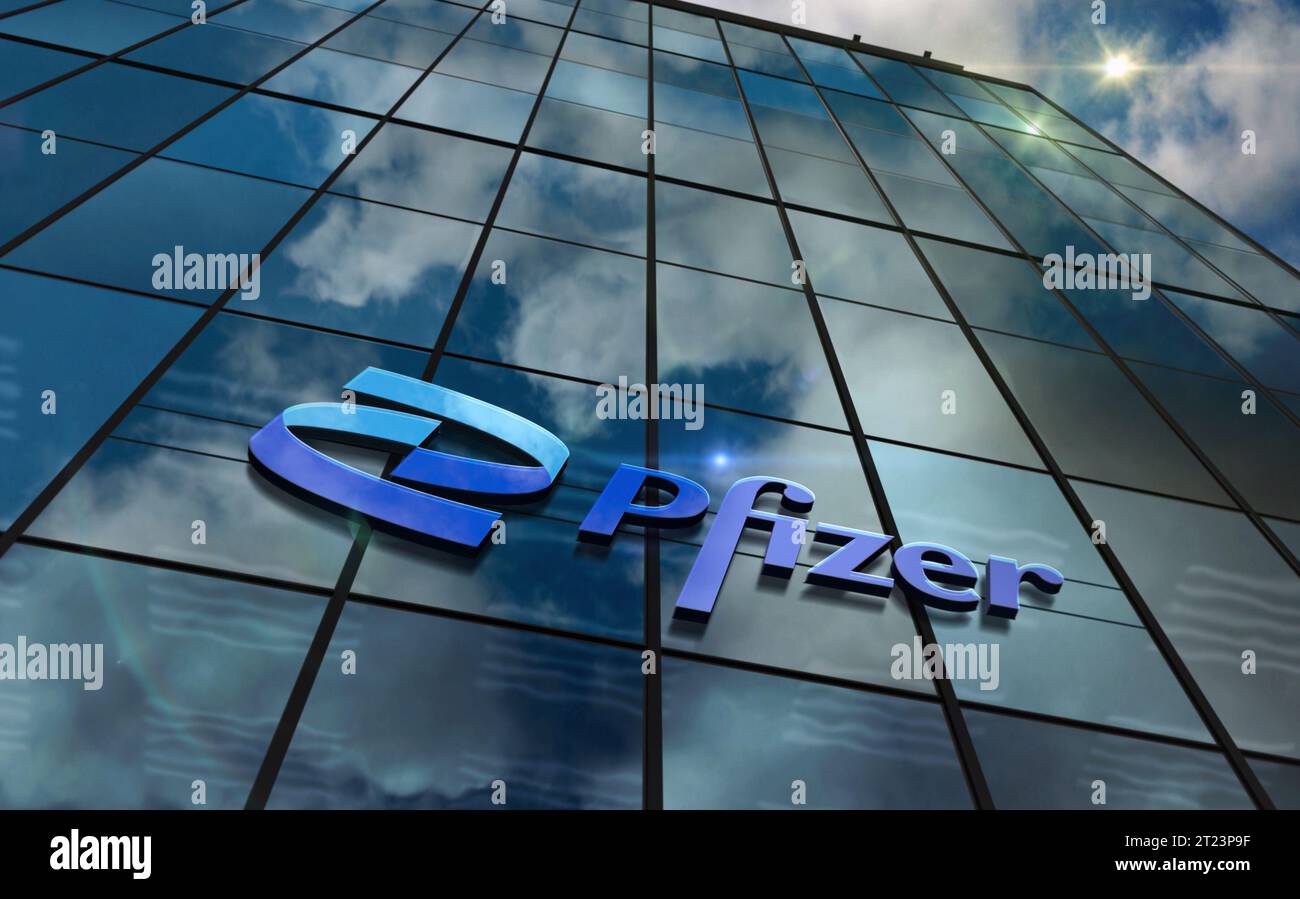 New York, New York, October 15, 2023: Pfizer Incorporation headquarters ...
