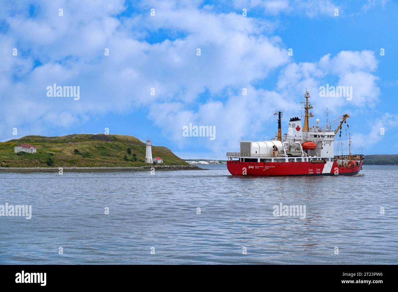 Canadian Coast Guard ship sailing near Halifax, Nova Scotia Stock Photo ...