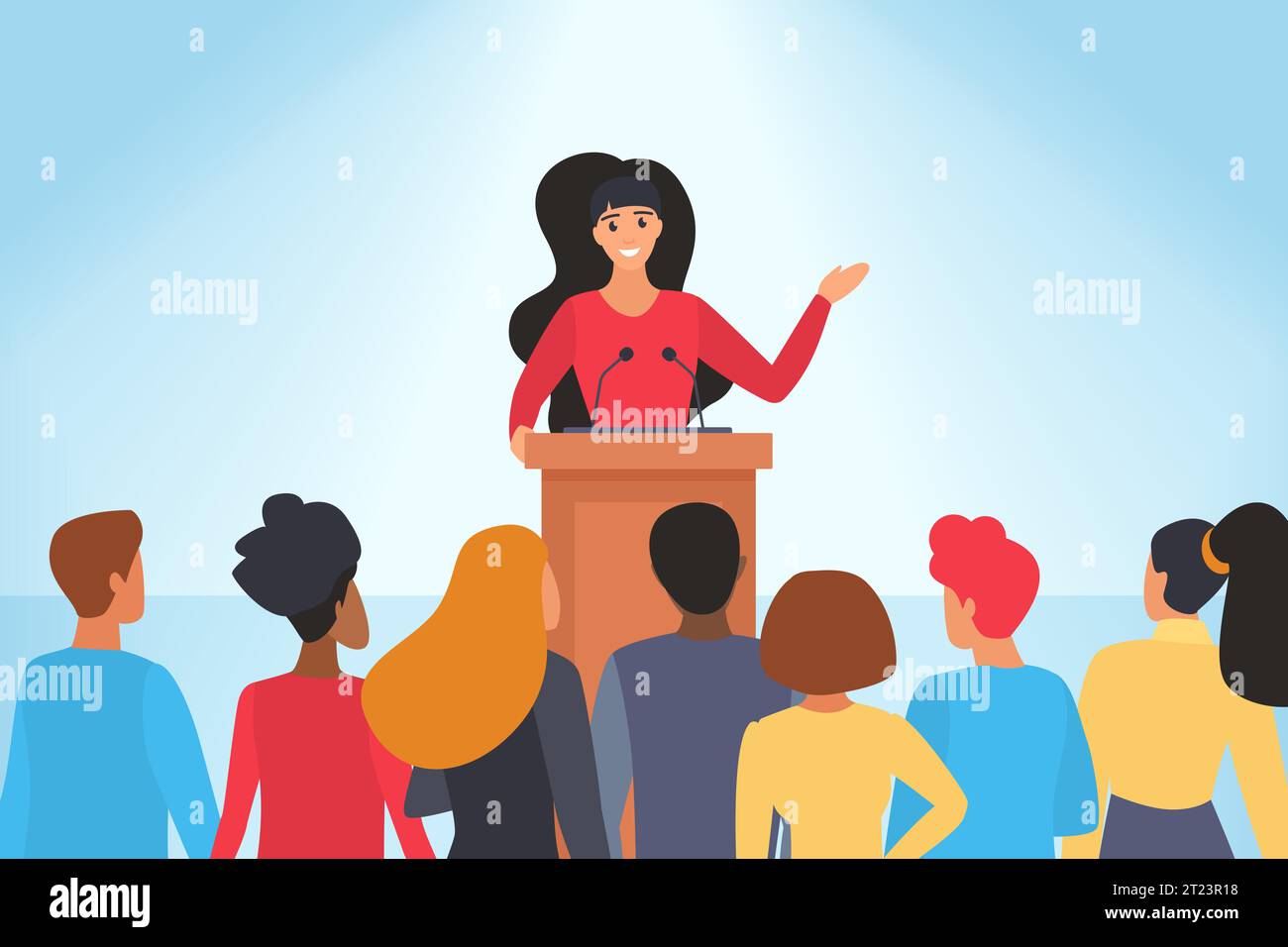 Confident speech of speaker in front of audience vector illustration ...