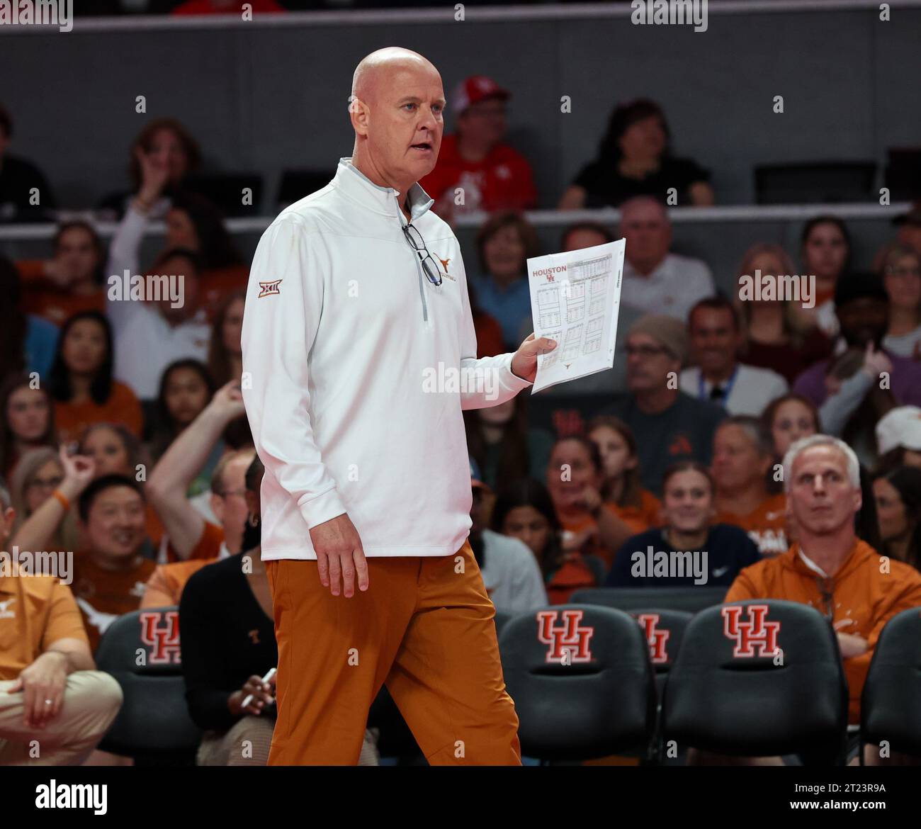 October 14, 2023: Texas head coach Jerritt Elliot during a Big 12 ...