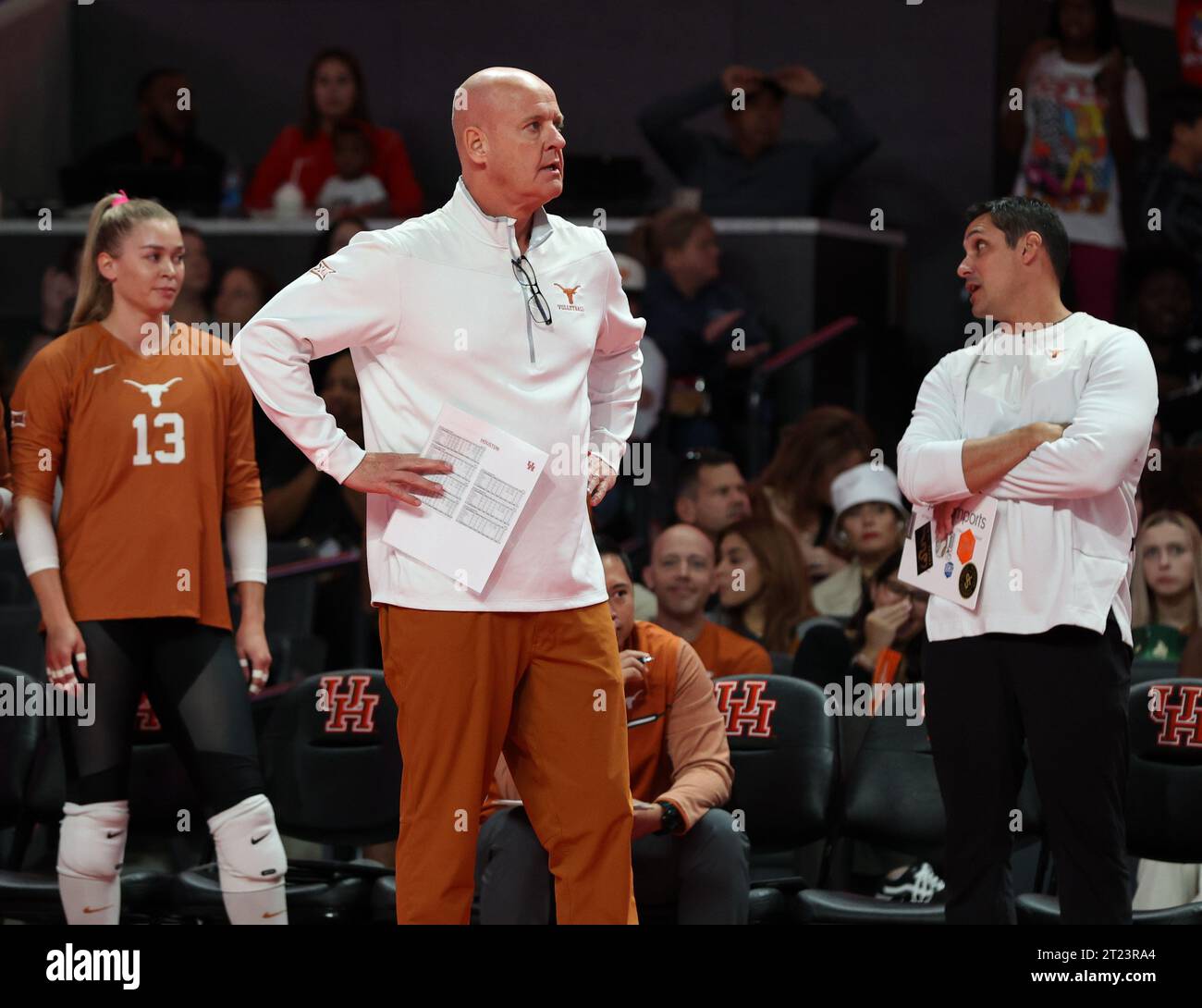 October 14, 2023: Texas head coach Jerritt Elliot during a Big 12 ...