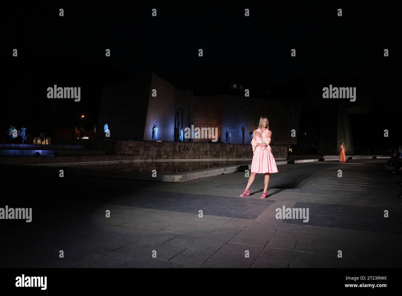 parades with Maison Mesa design during Mercedes Benz Fashion Week ...