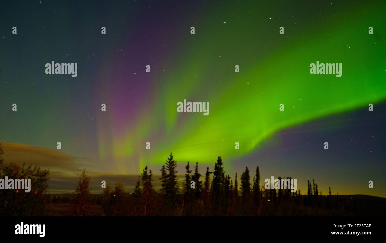 The Beautiful Aurora with its Green and violet Colors seen during a ...