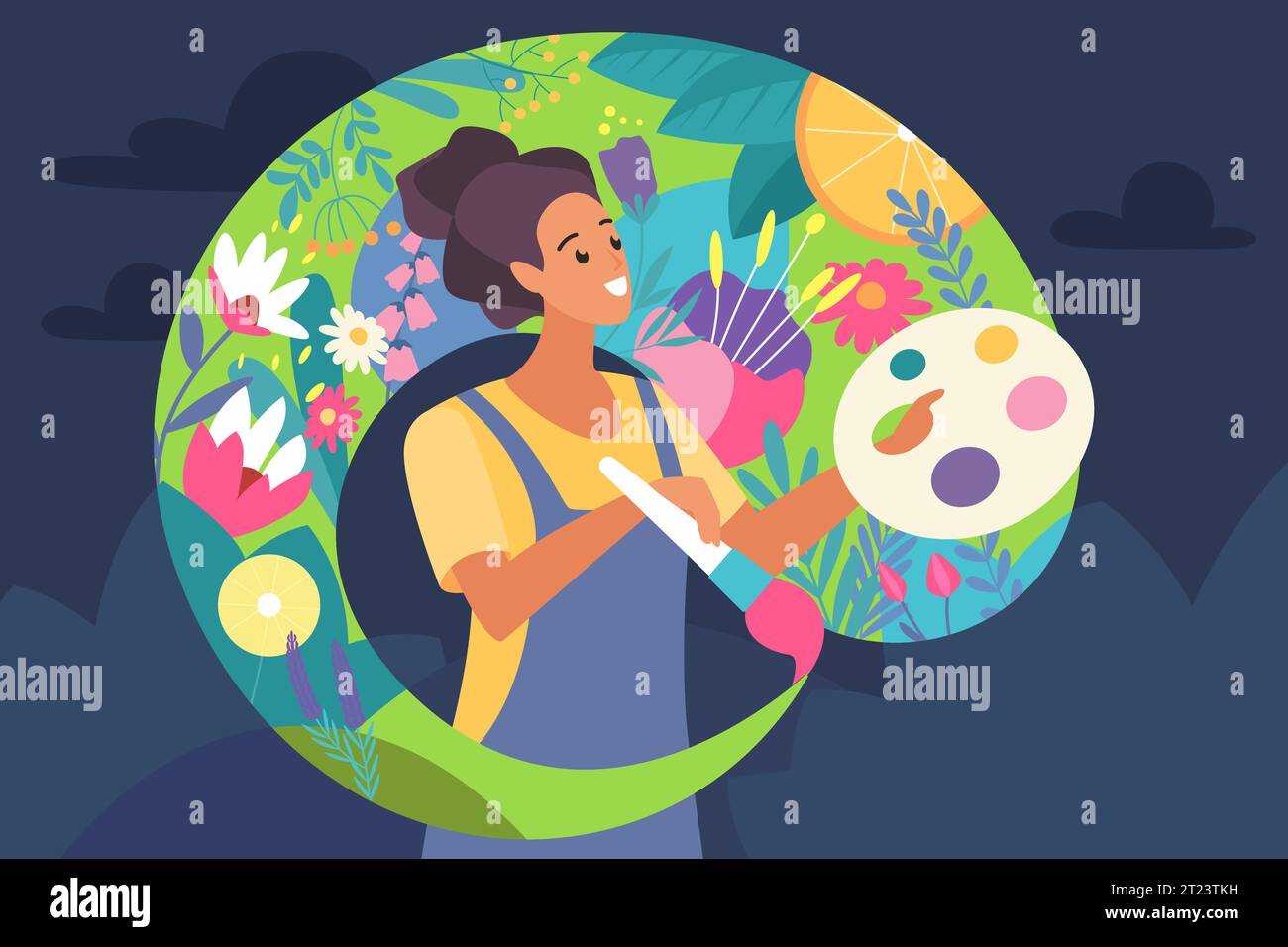 Mental health, optimism and taking care of yourself vector illustration ...