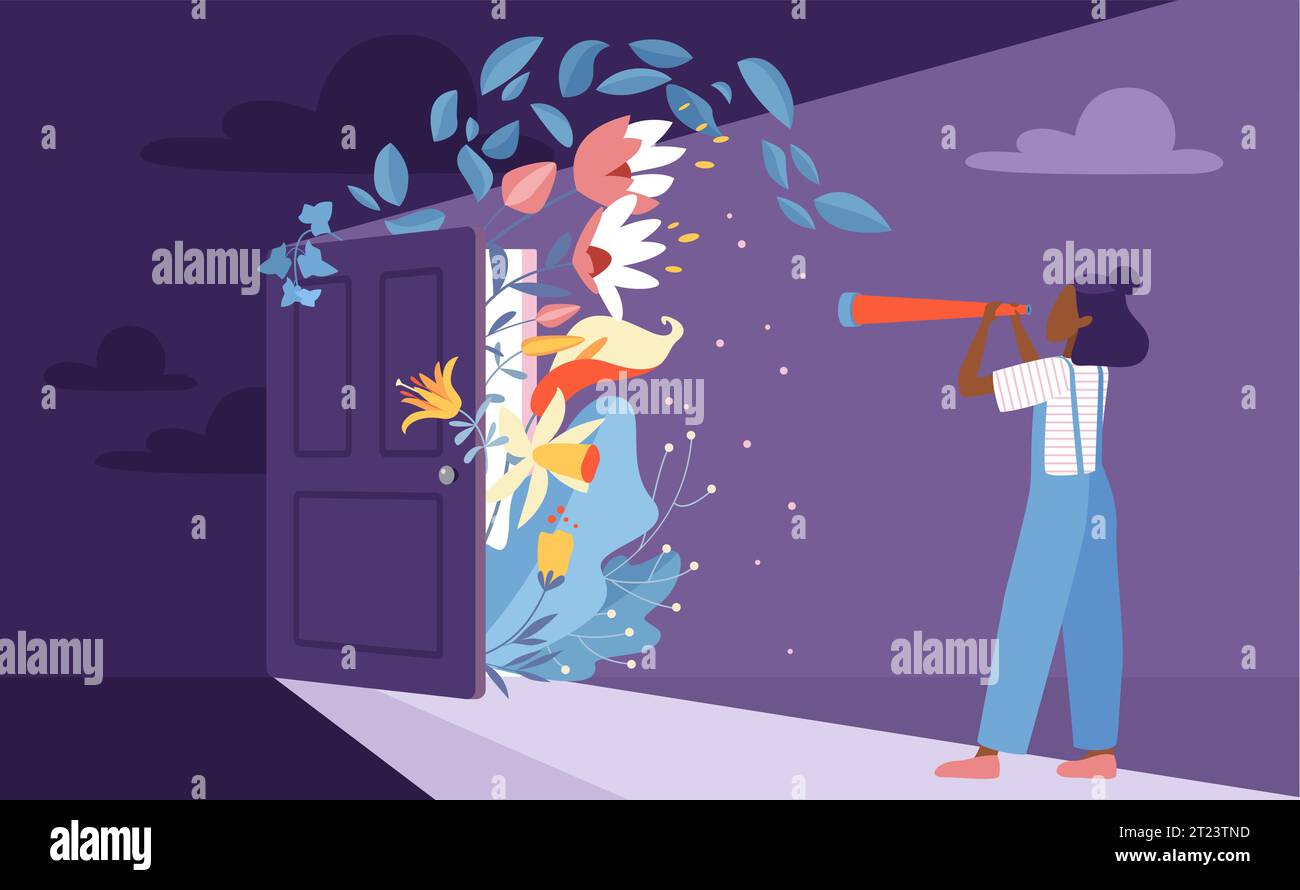 Hope for bright future, vision of new opportunity vector illustration ...