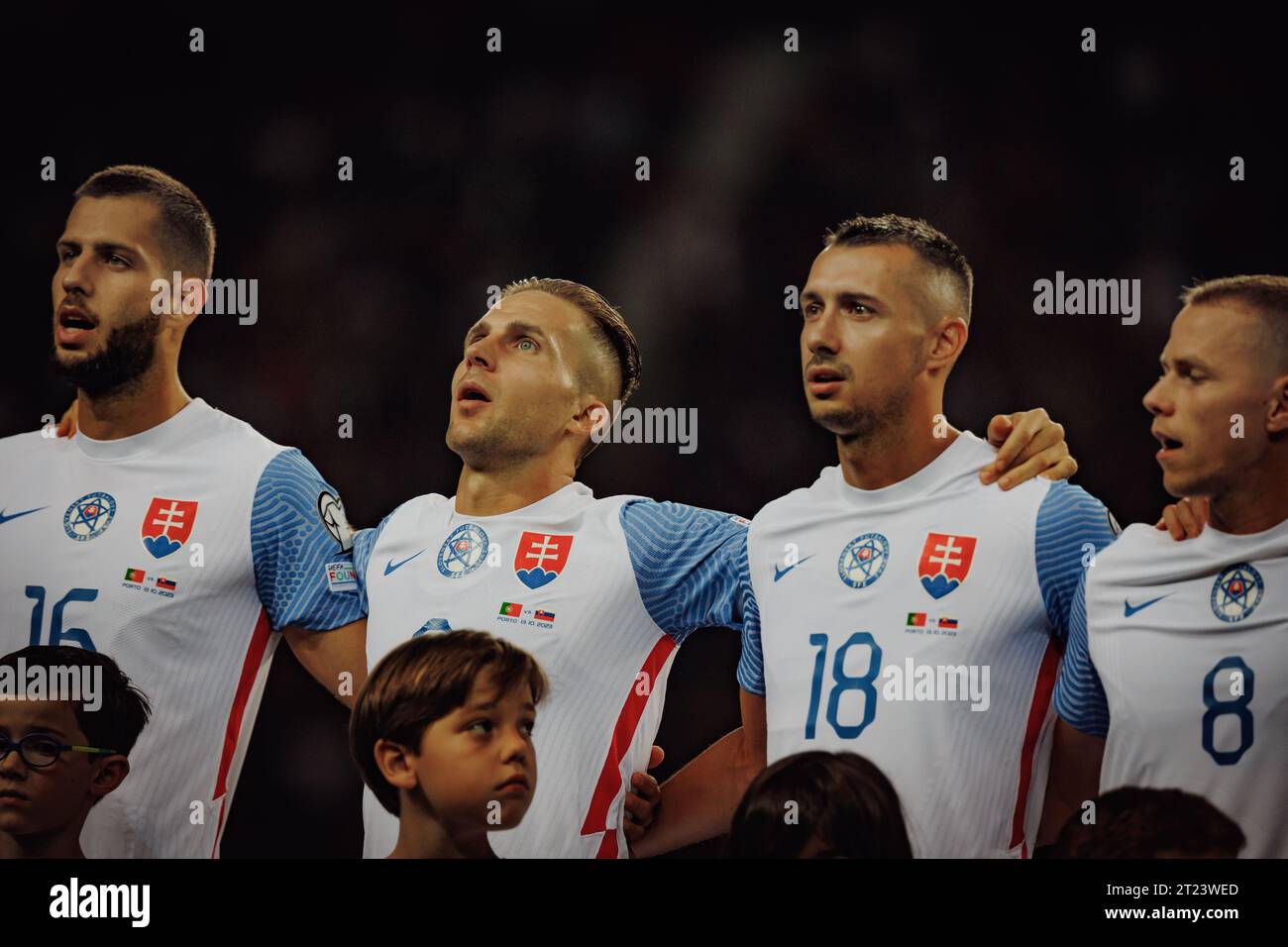 David Hancko, Peter Pekarik, Ivan Schranz, Ondrej Duda sing anthem ...