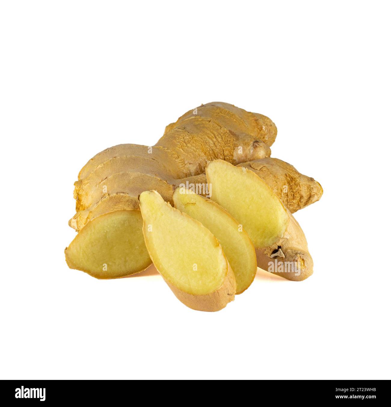 Fresh ginger rhizome with sliced isolated on white background Stock ...