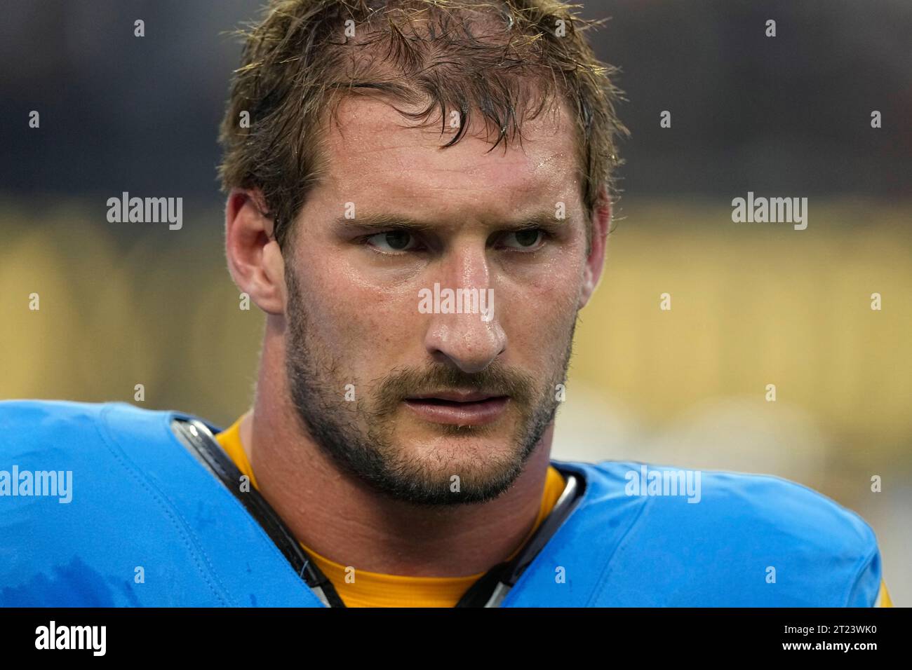 Los Angeles Chargers linebacker Joey Bosa warms up before an NFL ...