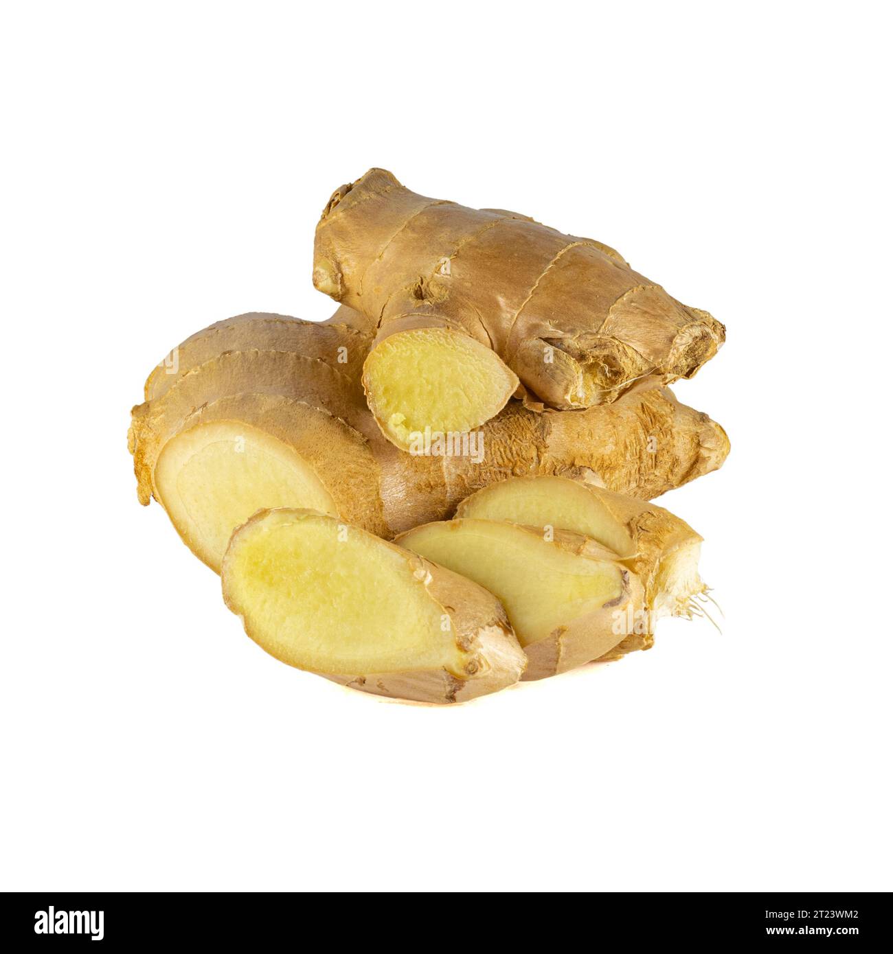Fresh ginger rhizome with sliced isolated on white background Stock ...