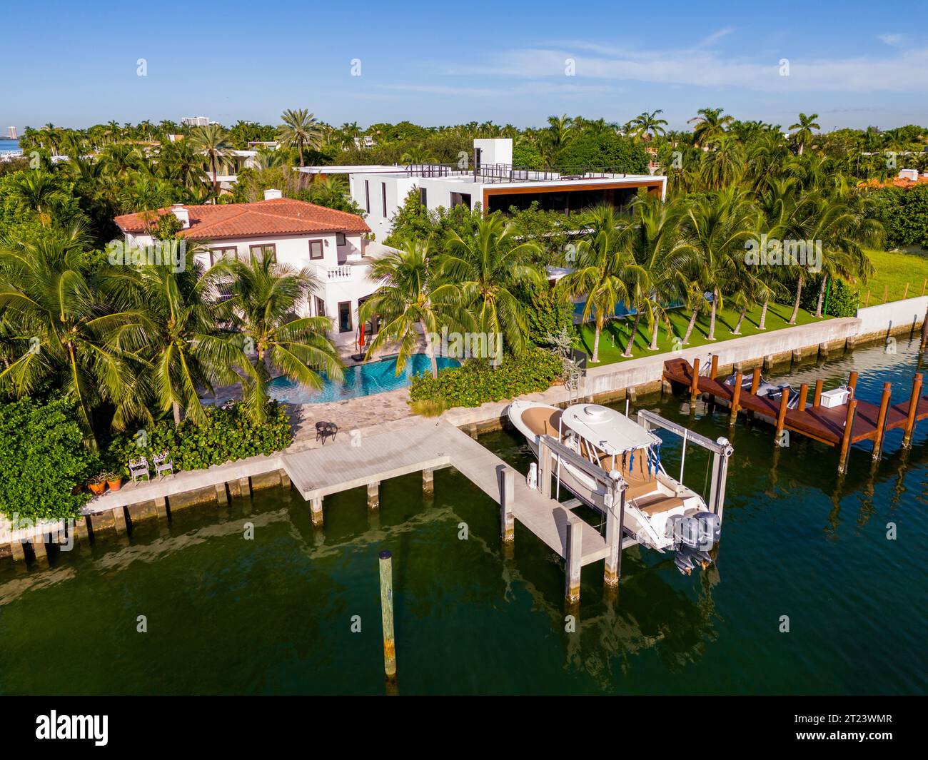 Miami Beach, FL, USA - October 6, 2023: Aerial drone photo of a luxury ...