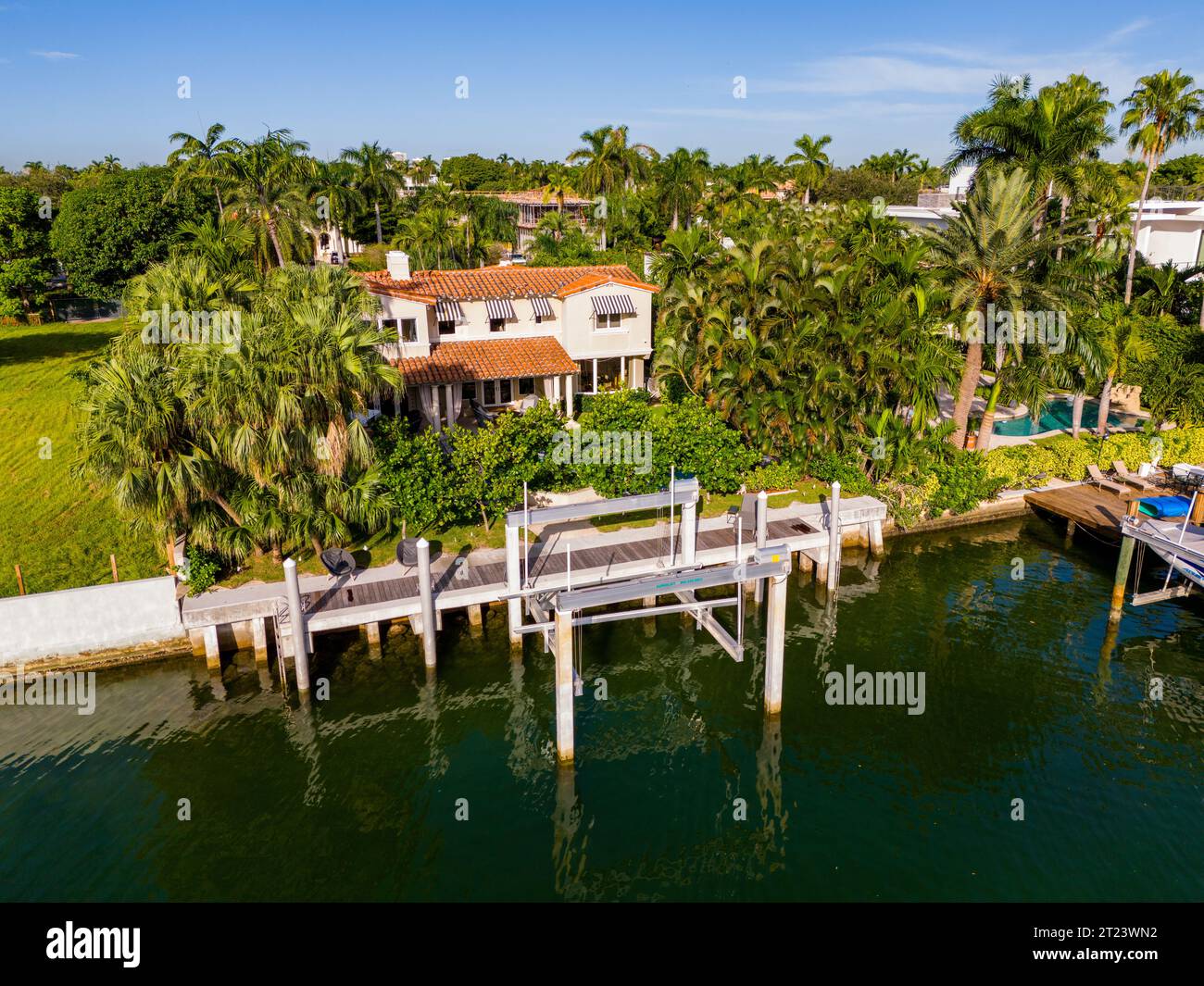 Miami Beach, FL, USA - October 6, 2023: Aerial drone photo of a luxury ...