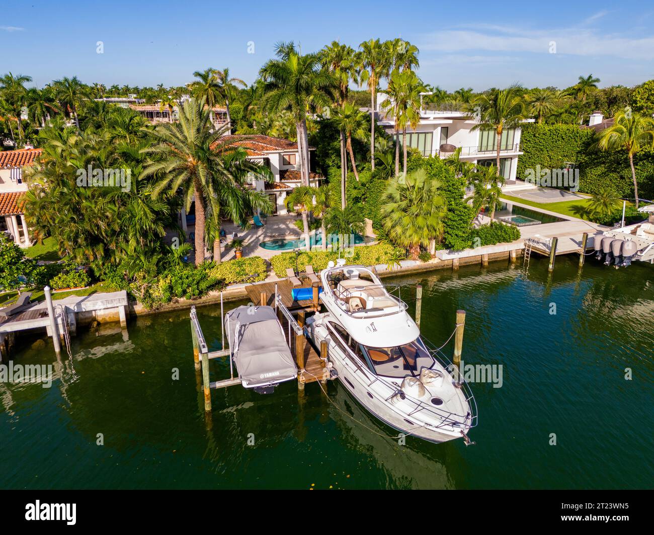 Miami Beach, FL, USA - October 6, 2023: Aerial drone photo of a luxury ...
