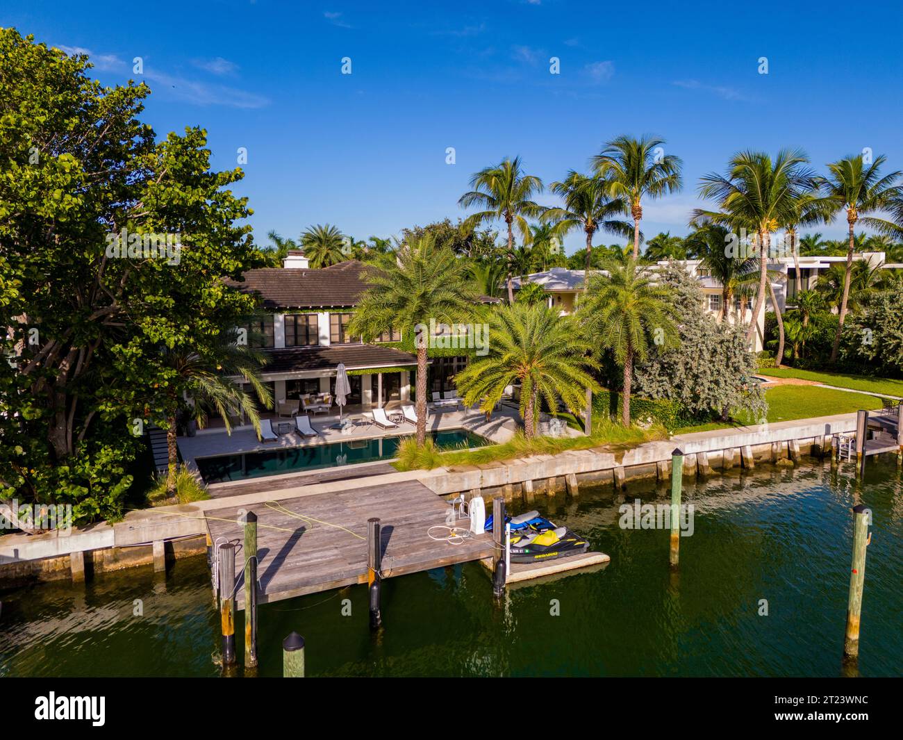 Miami Beach, FL, USA - October 6, 2023: Aerial drone photo of a luxury ...