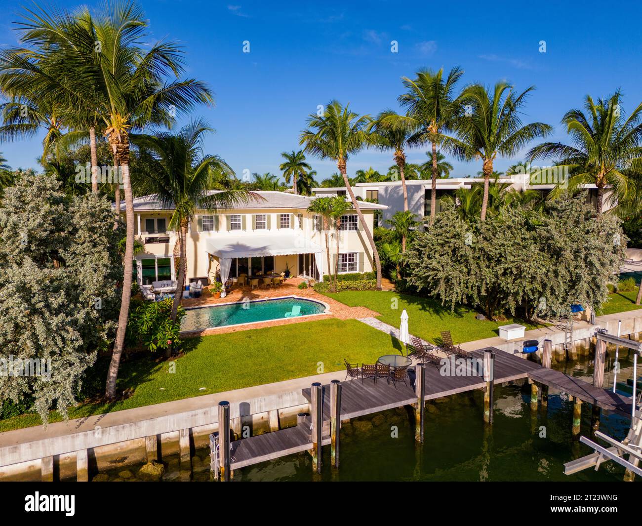 Miami Beach, FL, USA - October 6, 2023: Aerial drone photo of a luxury ...