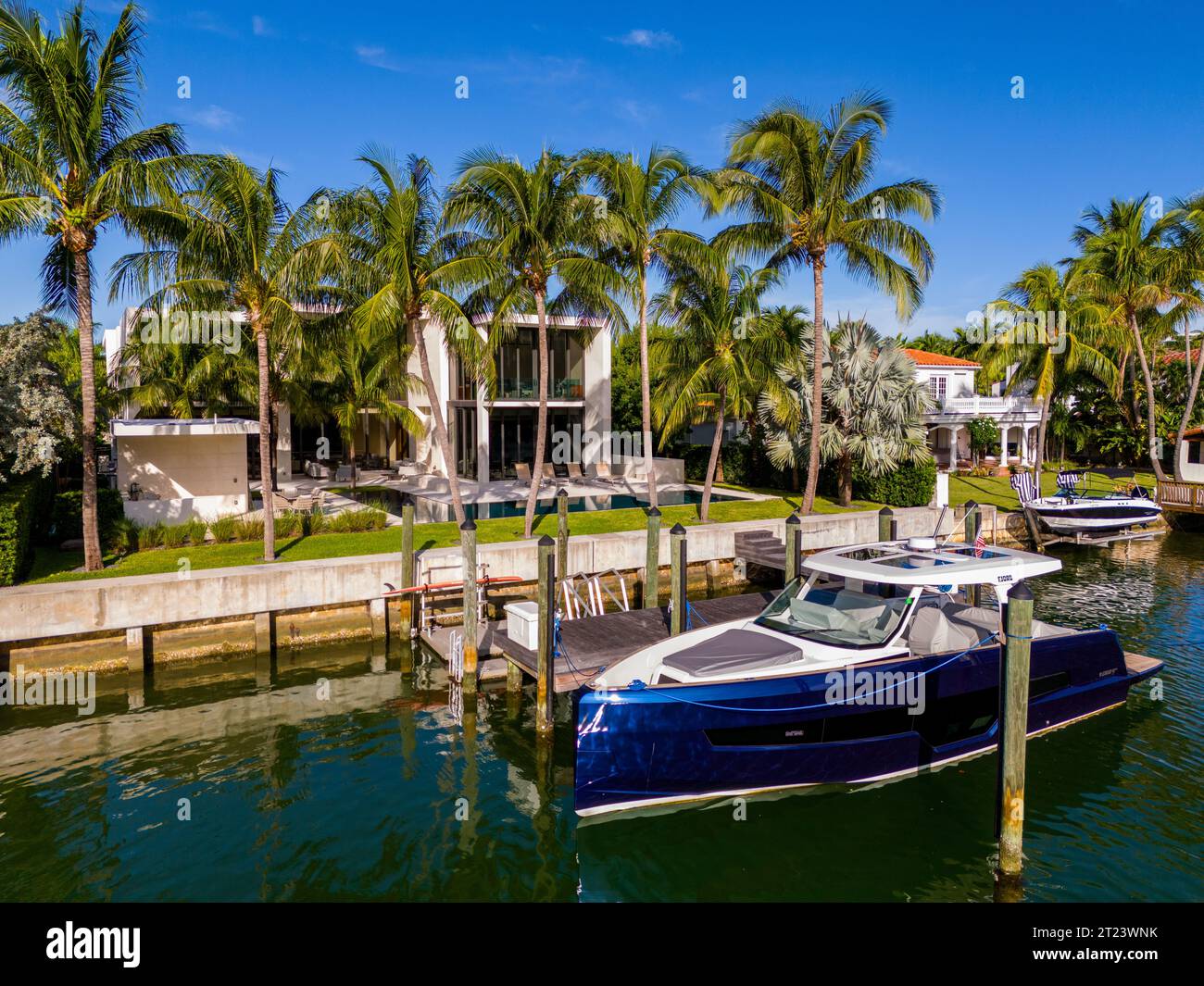 Miami Beach, FL, USA - October 6, 2023: Aerial drone photo of a luxury ...